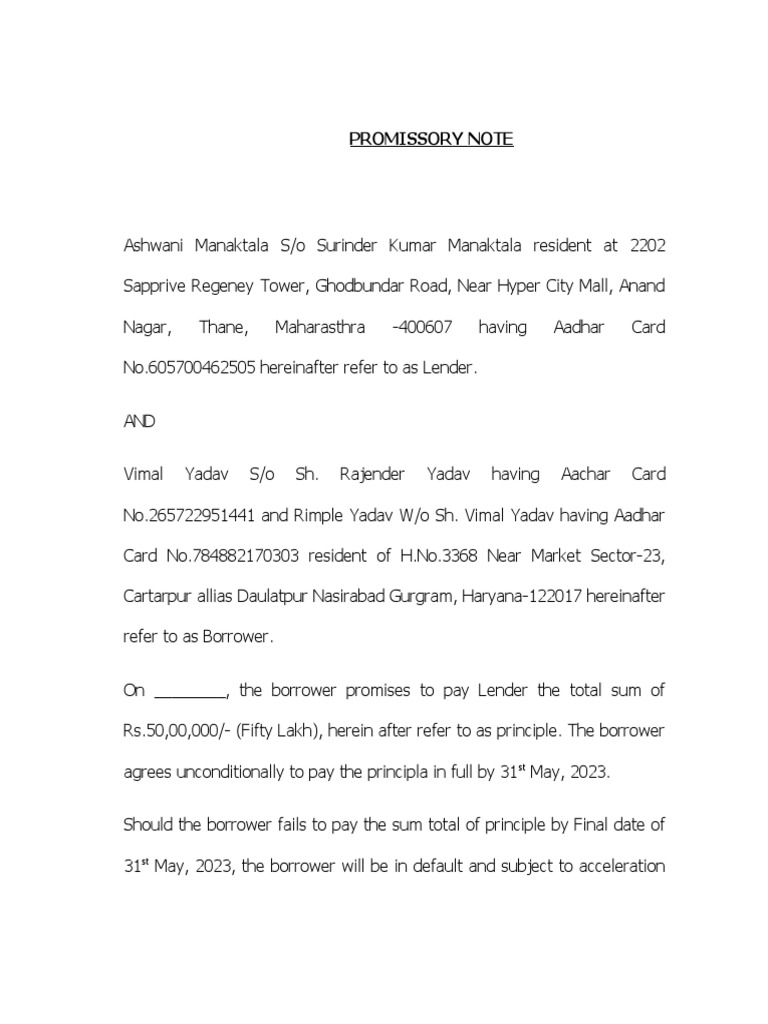 Promissory Note | PDF
