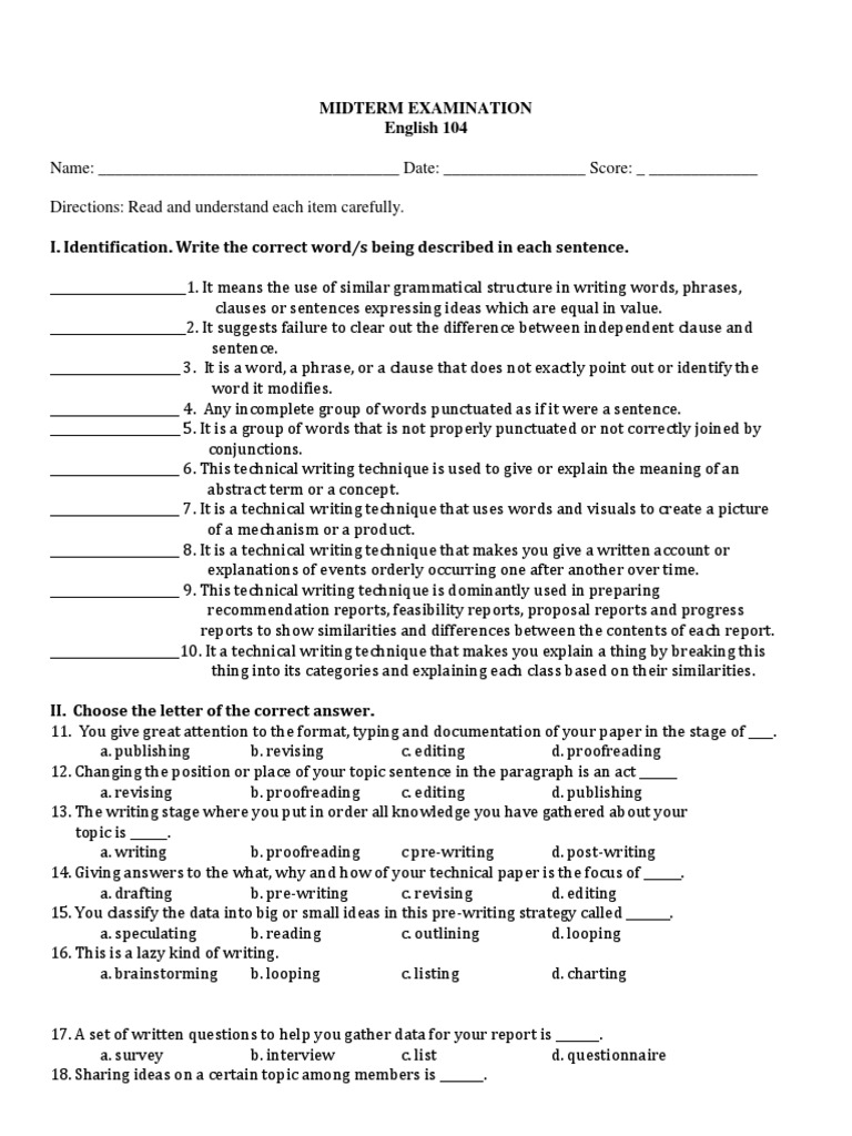 English 104 Midterm | PDF | Word | Phrase