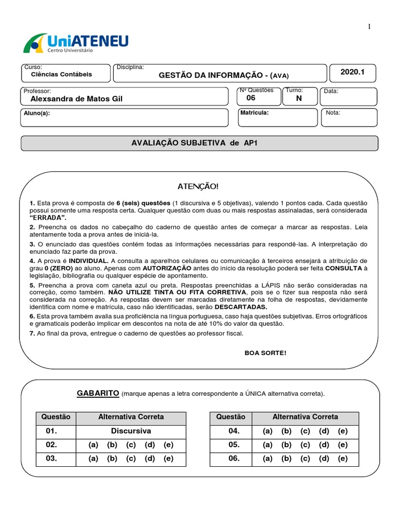Gestão Da Informacao Prova Subjetiva | PDF