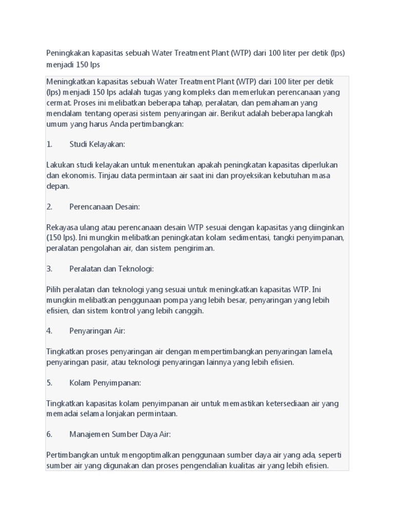 Peningkatan Kapasitas WTP | PDF