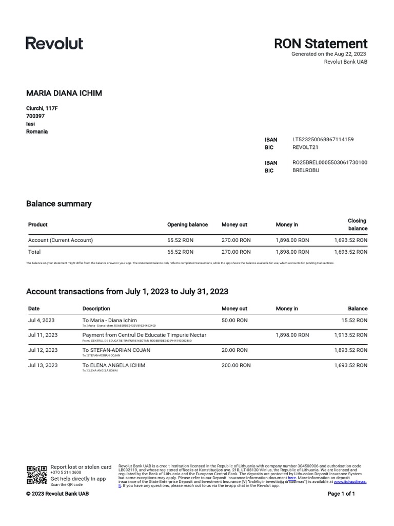 Account Statement - 2023 07 01 - 2023 07 31 - en - 9000b7 | Download Free PDF | Banks | Private ...