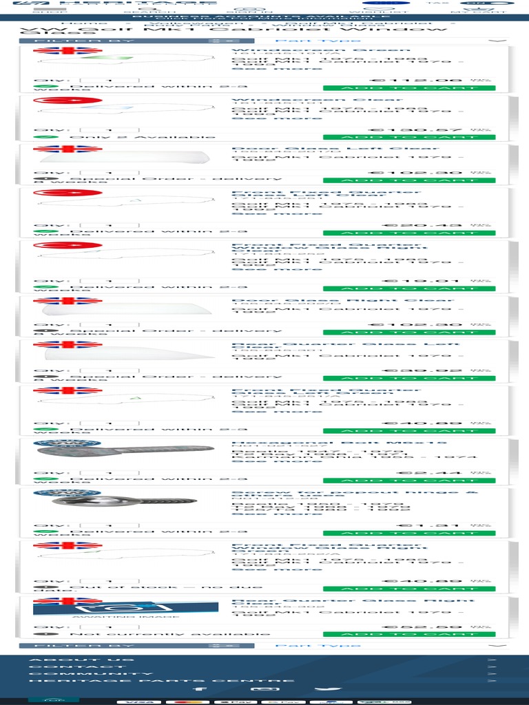 Window Glass - Body Parts Heritage Parts Centre | PDF | Electric ...
