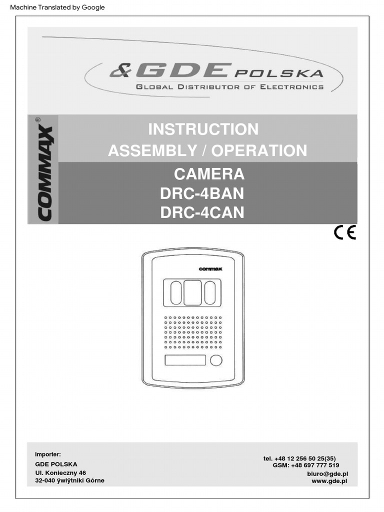 Instruction Assembly / Operation Drc-4ban Drc-4can | PDF | Electronics | Electrical Engineering