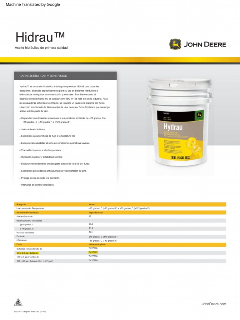 Hydrau John Deere | PDF | Líquidos | Ingeniería Química