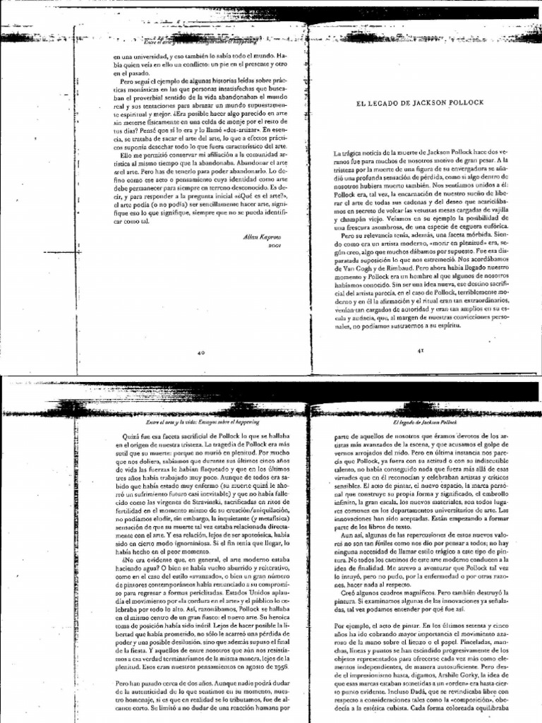KAPROW, Allan. (1958) - El Legado de Jackson Pollock | PDF