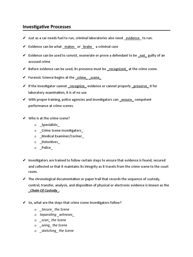 Aurelia Hernandez (STUDENT) - Investigative Processes FITB Notes | PDF ...