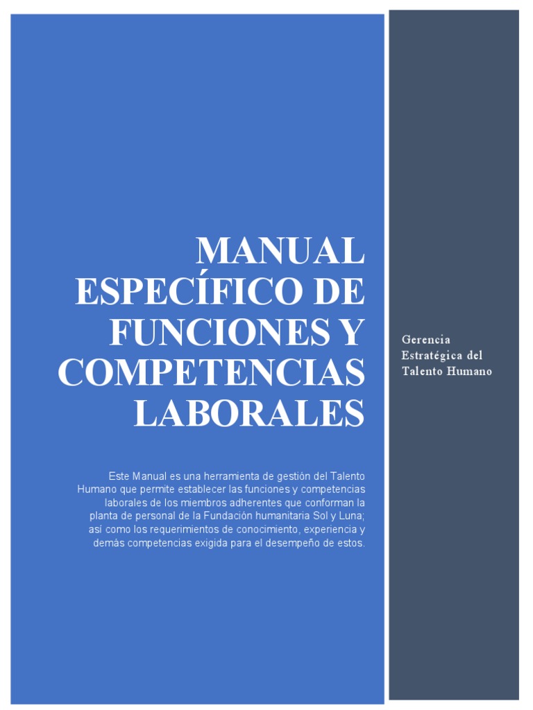 Manual Específico de Funciones y Competencias Laborale1 | PDF | Gestión de recursos humanos ...