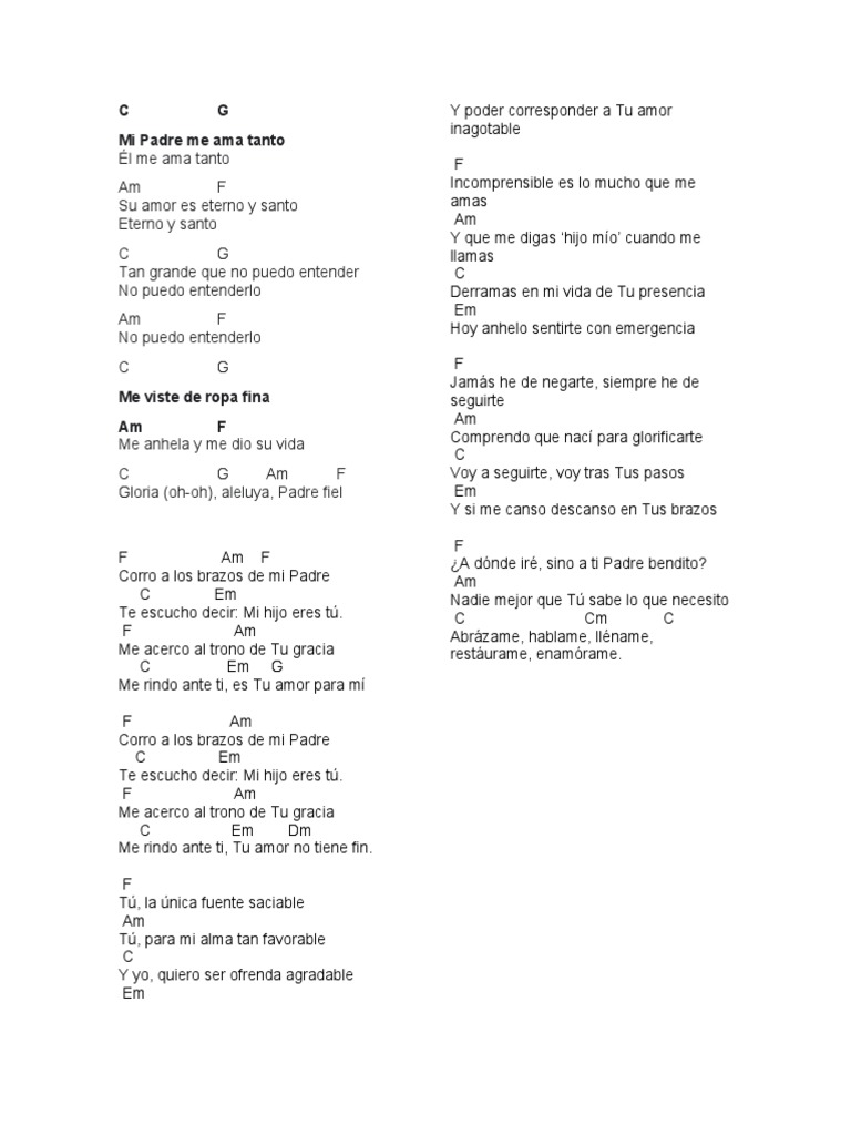 Mi Padre Me Ama Tanto - Corro A Los Brazos de Mi Padres | PDF