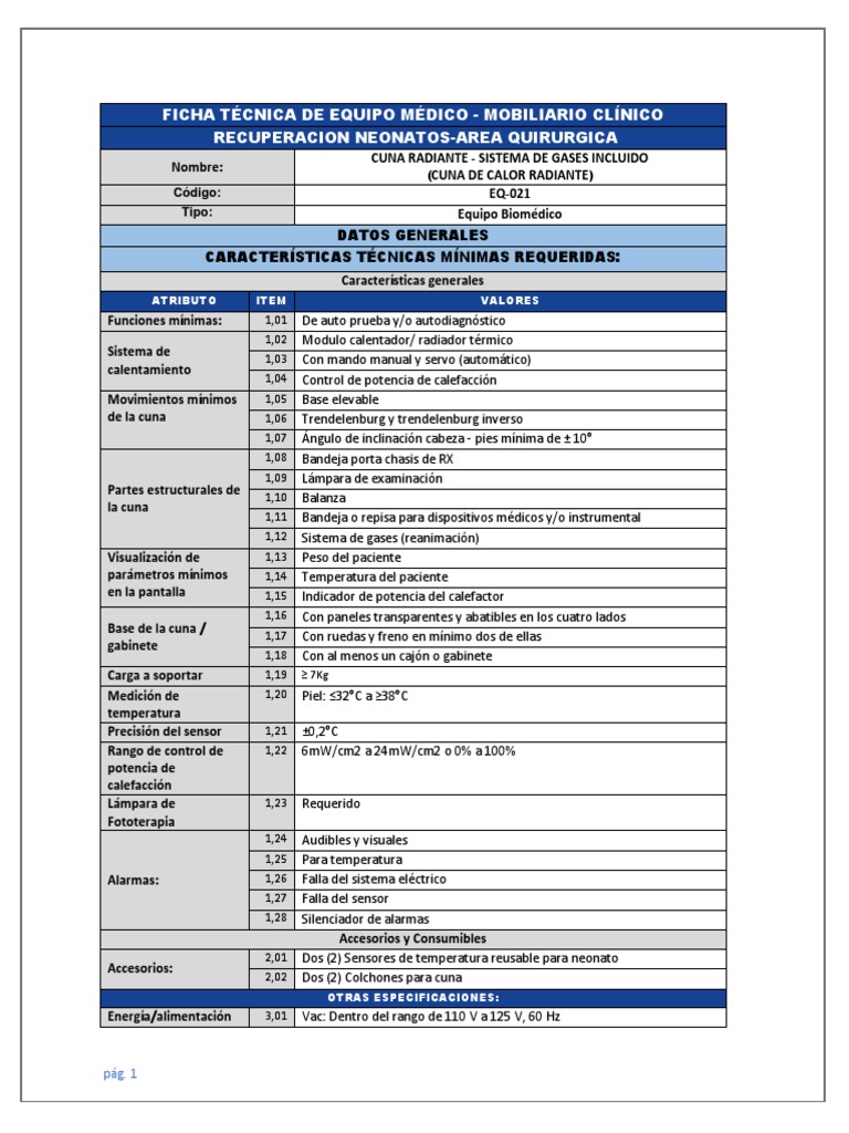 Ficha Técnica de Equipo Médico | PDF