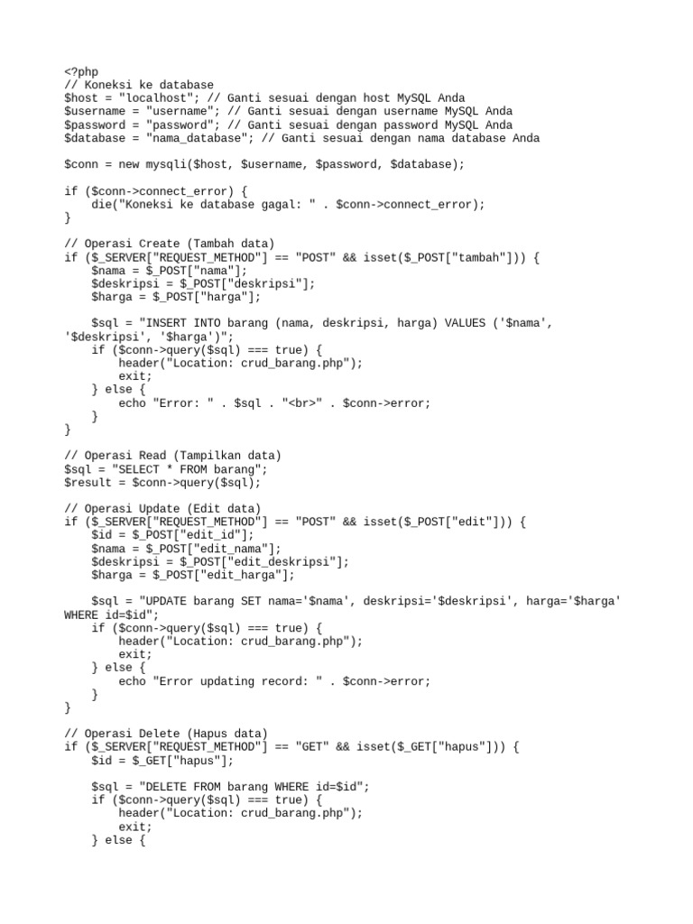 Program Crud Sederhana | PDF | Sql | Computer Data
