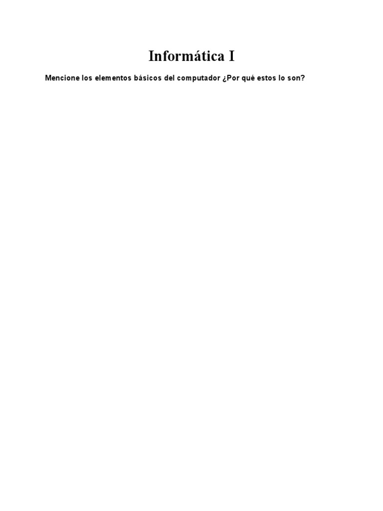 Cuestionario Informatica I 1.0 | PDF | Hardware de la computadora | Equipo de oficina
