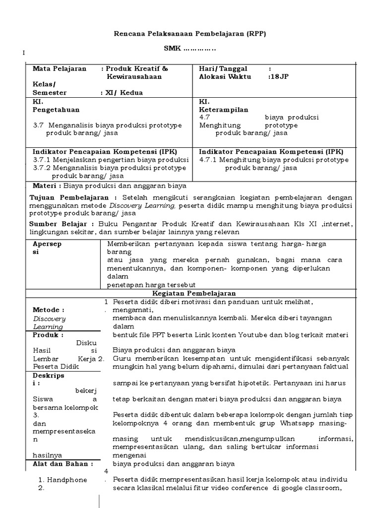 RPP Materi 3.7 | PDF