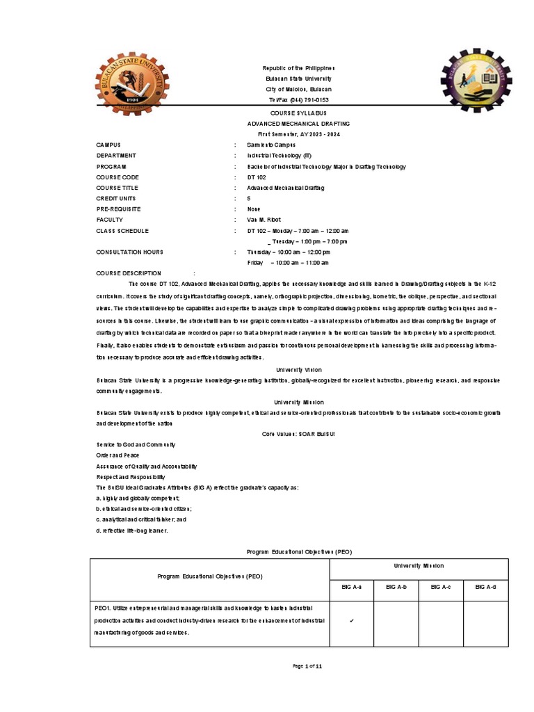 Advanced Mechanical Drawing Syllabus | PDF | Technical Drawing | Drawing