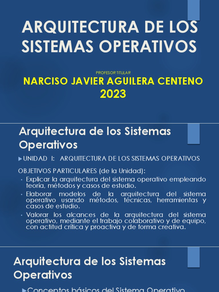 Aso - Unidad I - Arquitectura de Sistemas Operativos - 2023 | PDF ...