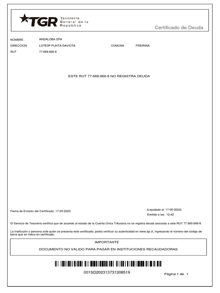 Certificado TGR | PDF