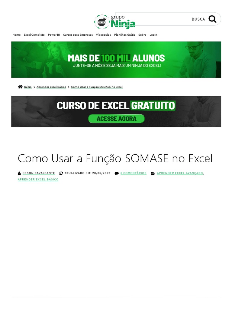 Função SOMASE No Excel | PDF | Microsoft Excel | Função (Matemática) Função SOMASE No Excel | PDF | Microsoft Excel | Função (Matemática)