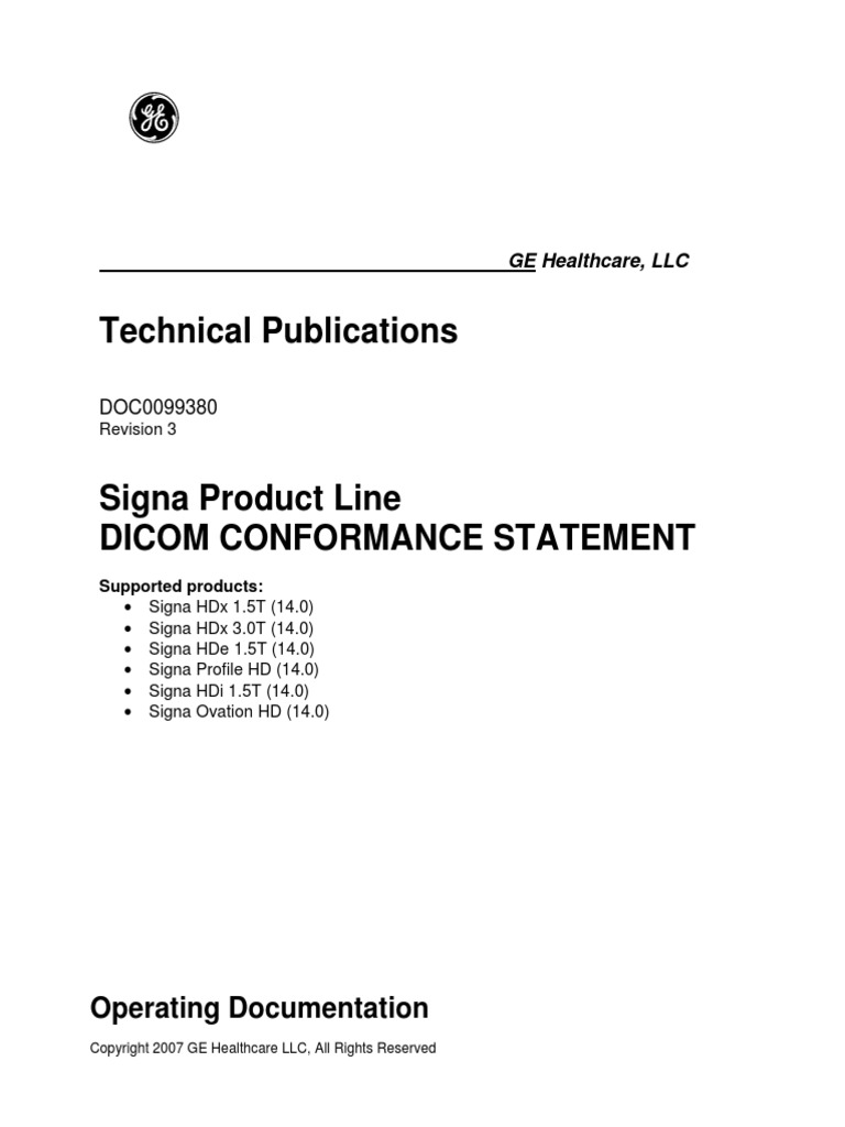 GEHC-DICOM-Conformance SignaProductLine DOC0099380 Rev3 | PDF | Data Management | Computer ...