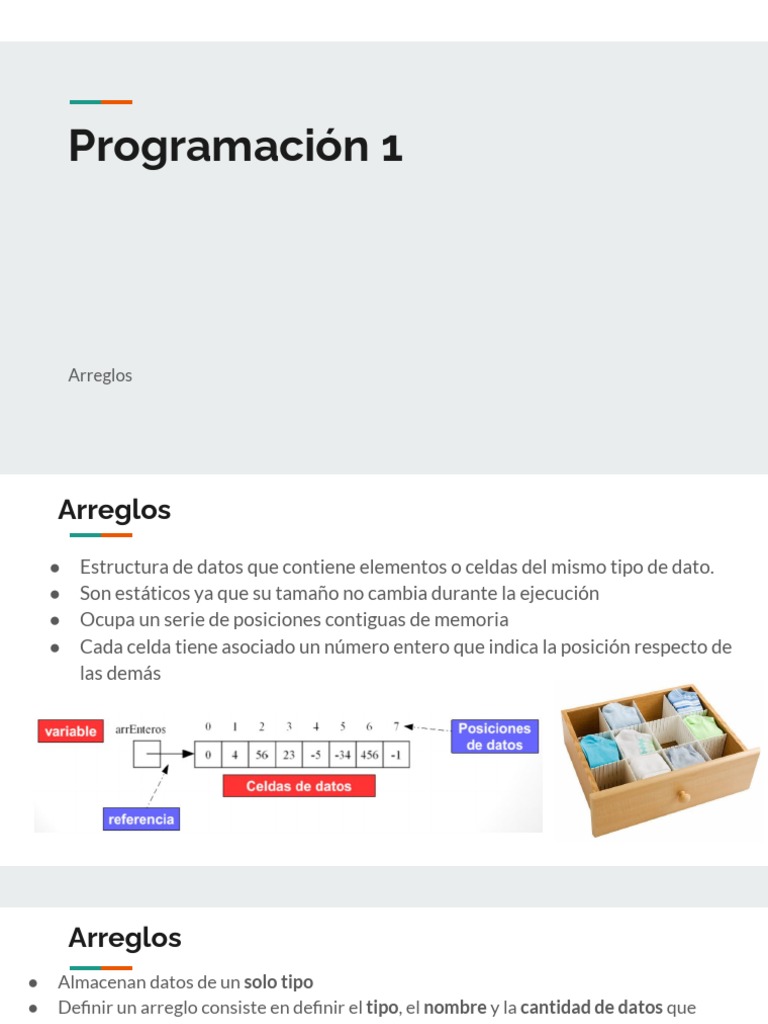 Clase 5 - Arreglos | PDF | Lenguaje de programación | Variable (informática)