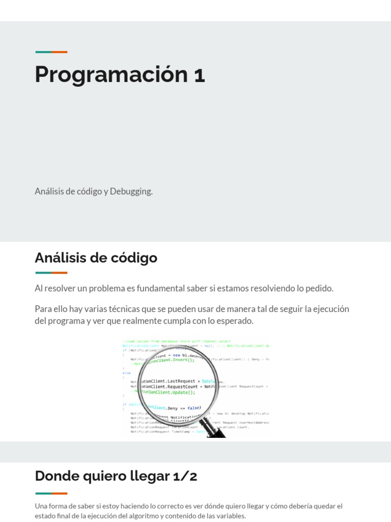 Clase 4 - AnálIsis de Código y Debugging | PDF | Métodos y materiales de enseñanza | Informática