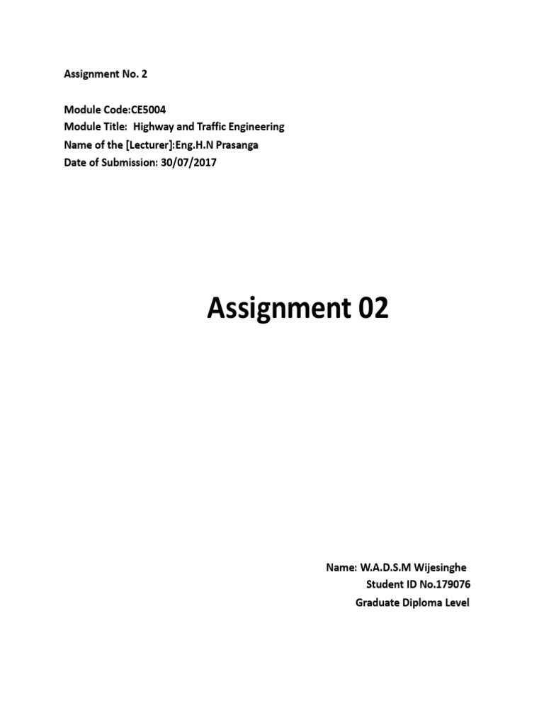 Assignment 2 | PDF | Road | Traffic