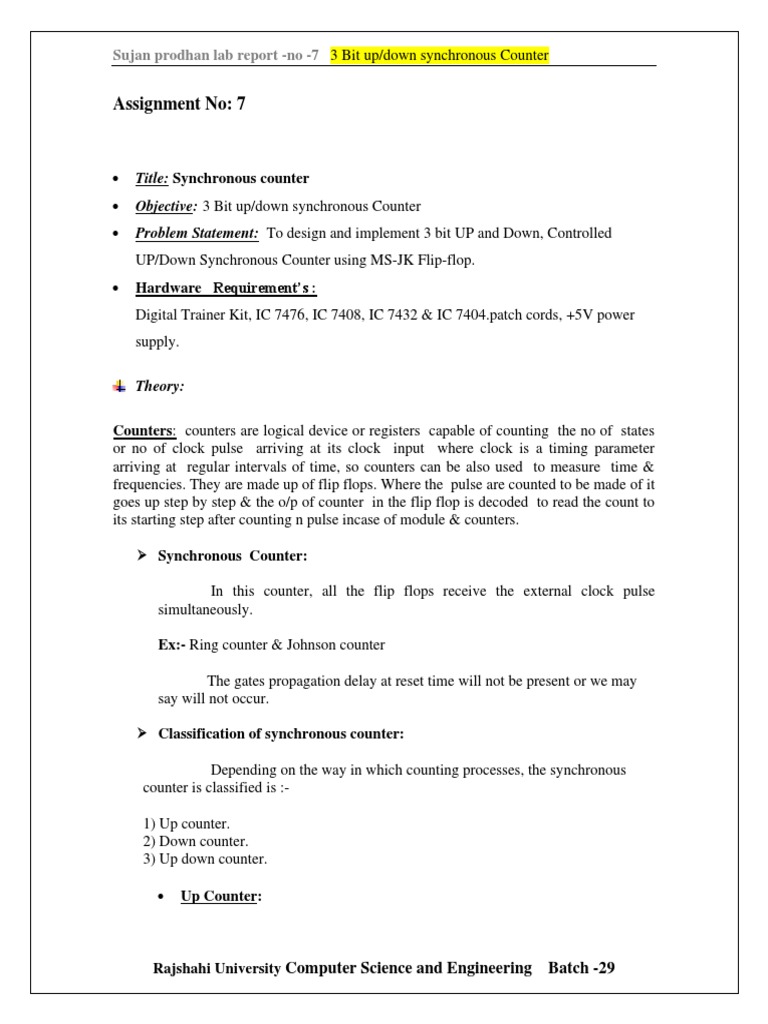 3 Bit Synchronous Up Counter Mod 8 | PDF | Electronics | Information ...