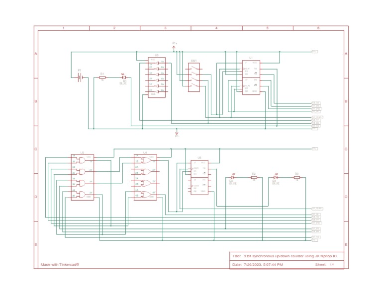 3 Bit Synchronous Up - Down Counter Using JK Flipflop IC | PDF