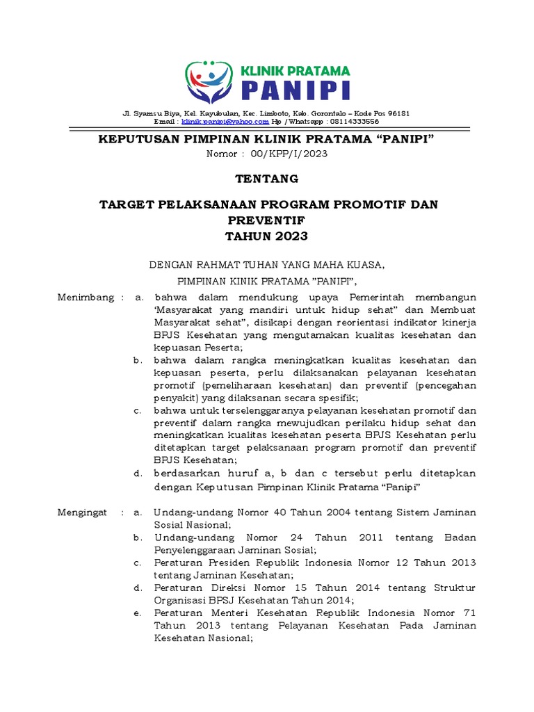 Target Program Promotif dan Preventif 2023 | PDF