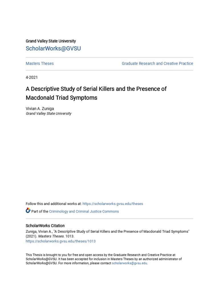A Descriptive Study of Serial Killers and The Presence of Macdona | PDF ...