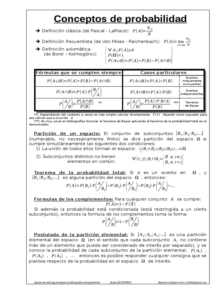 Apunte 1 - Conceptos de Probabilidad | PDF | Probabilidad | Objetos matemáticos