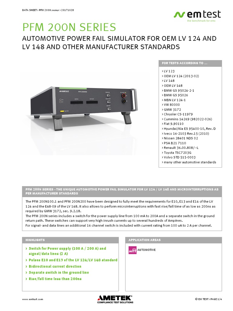 EMTEST PFM - 200n LV124 and LV148 | PDF | Mosfet | Switch