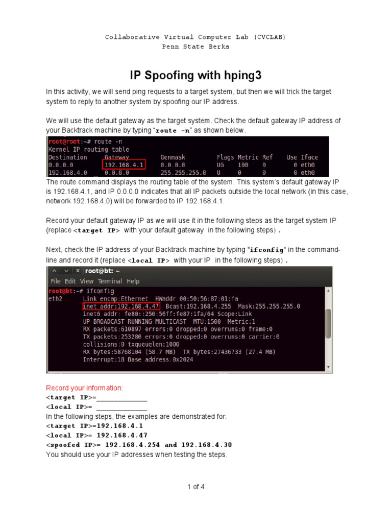 Ip Spoofing | PDF | Ip Address | Transmission Control Protocol