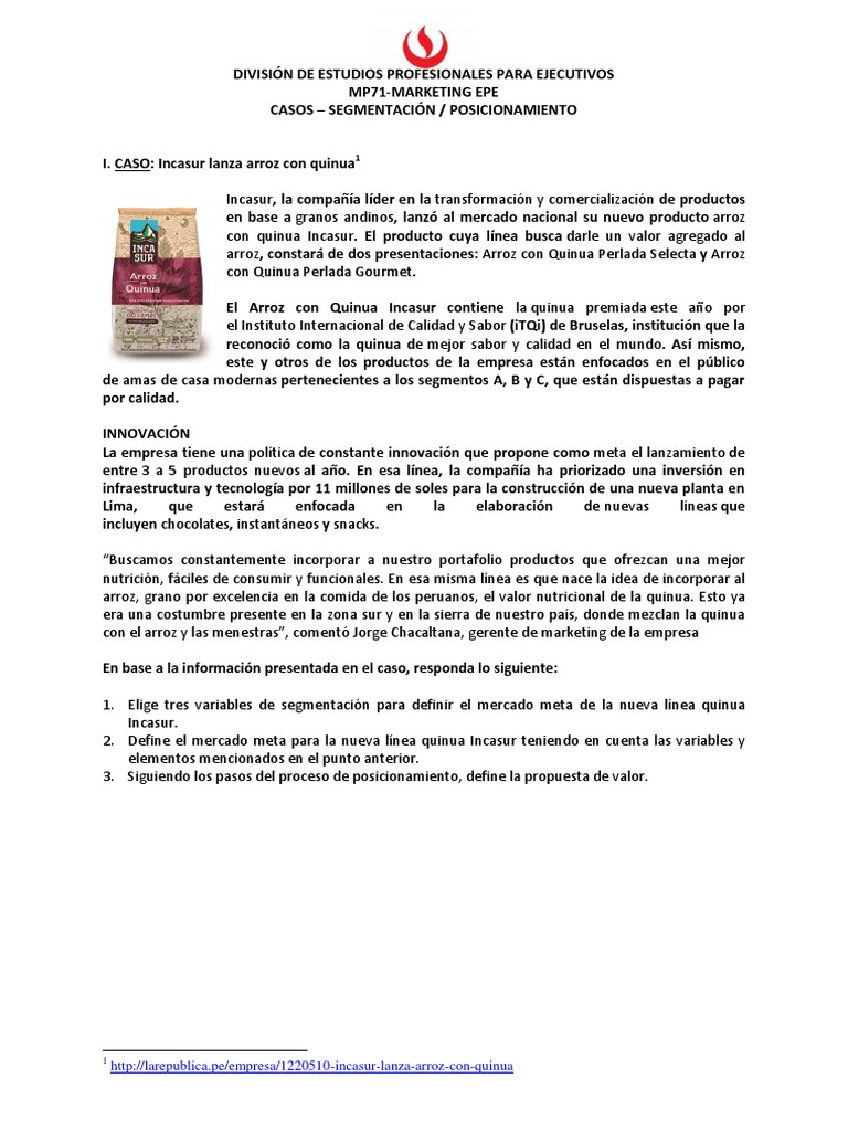 MP71 - Casos - Segmentación-Posicionamiento - SEMANA 4 | PDF | Marca ...