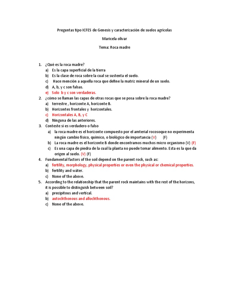 1 Preguntas Tipo ICFES de Genesis y Caracterización de Suelos Agrícolas de Roca Madre | PDF ...