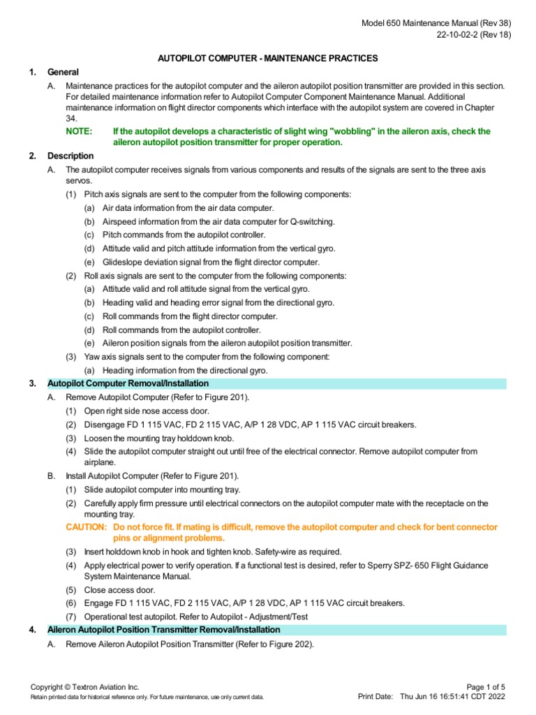 Autopilot Computer - Maintenance Practices | PDF | Aileron | Electrical ...