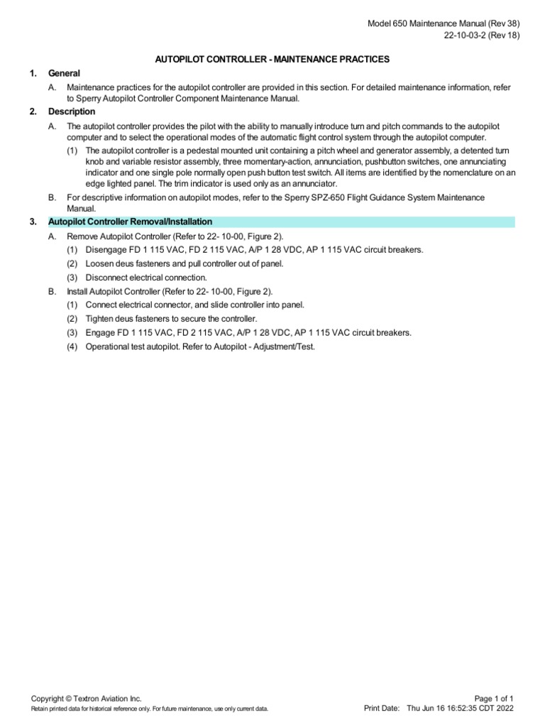 Autopilot Controller - Maintenance Practices | PDF
