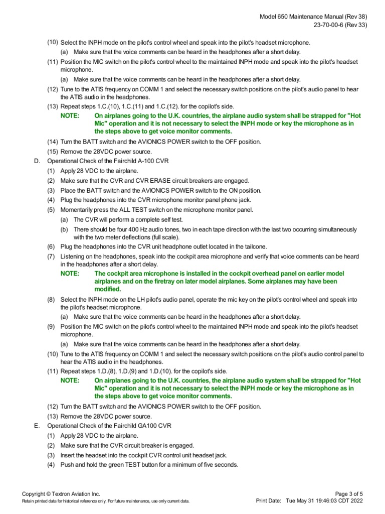 Cockpit Voice Recorder Inspection Check | PDF | Flight Recorder ...