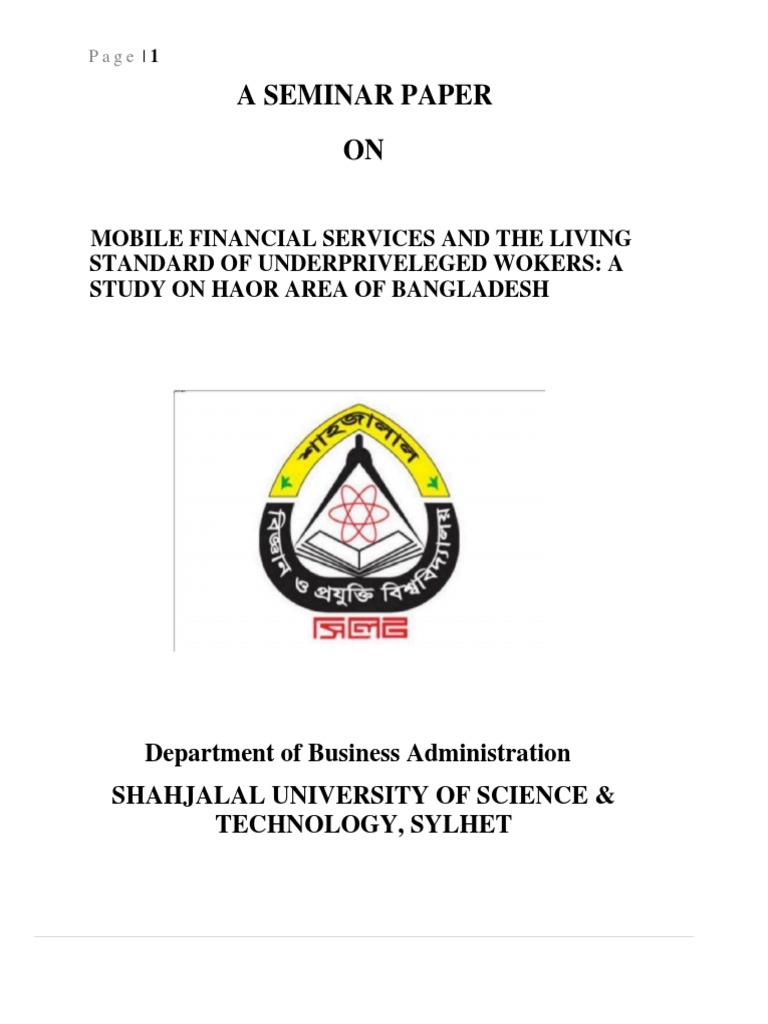 A Seminar Paper On Mobile Financial Services and The Living Standard of ...