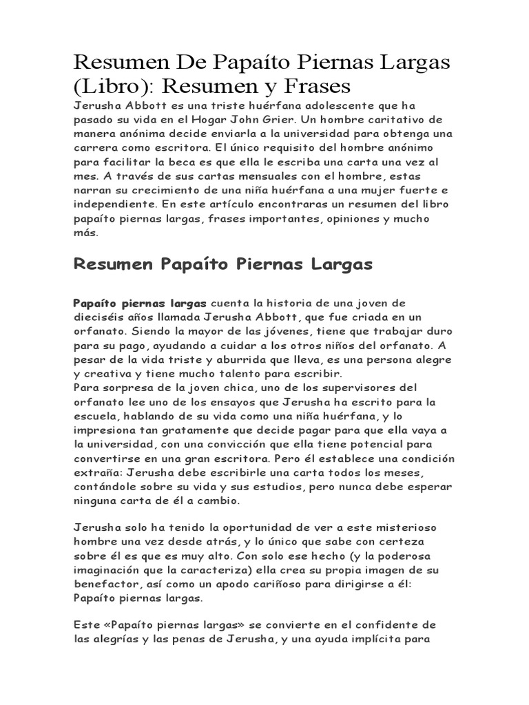 Resumen de Papaíto Piernas Largas Ed | PDF
