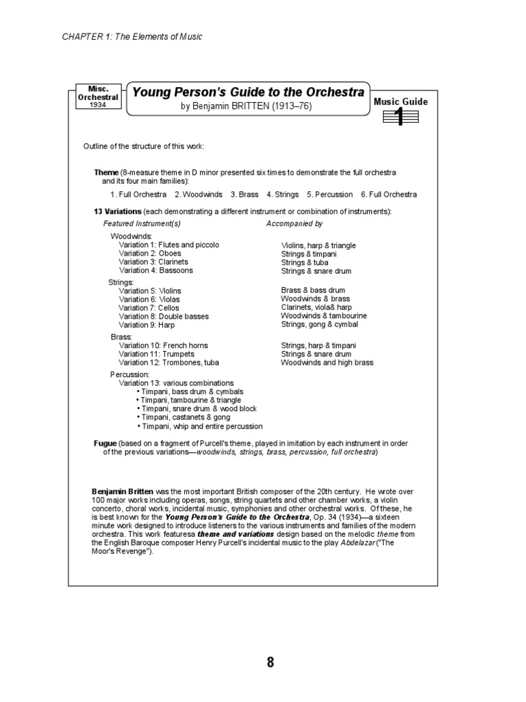 Britten's Young Person's Orchestra Guide | PDF | Orchestras | Variation ...