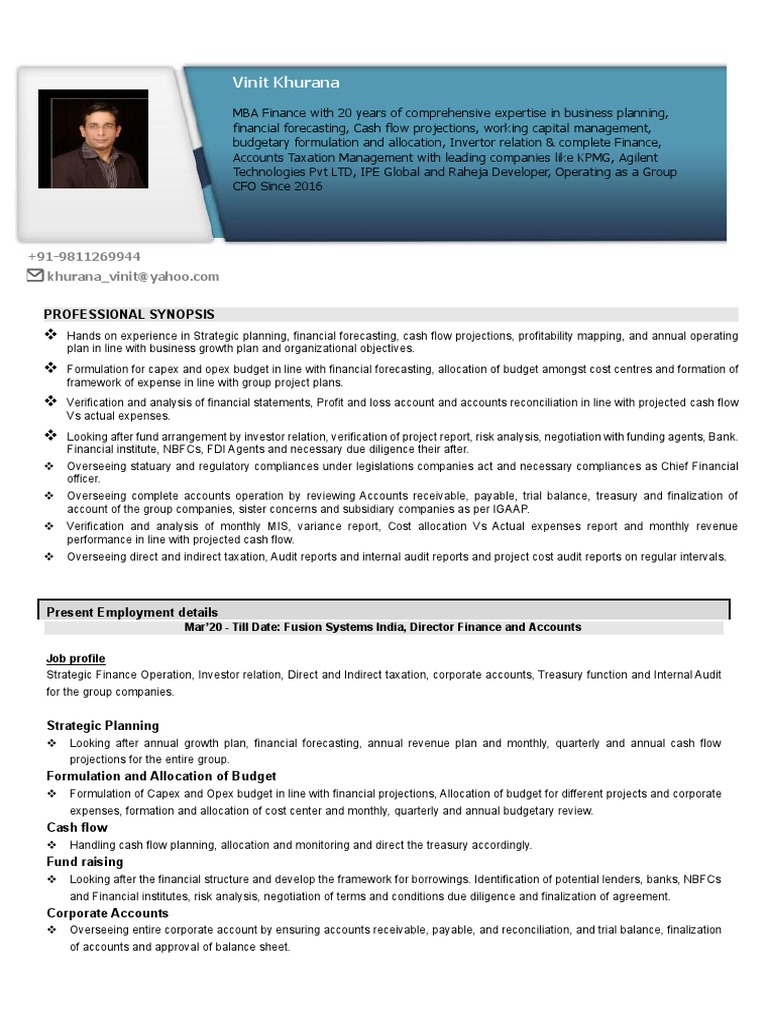 Resume-Vinit Khurana | PDF | Taxes | Accounts Payable