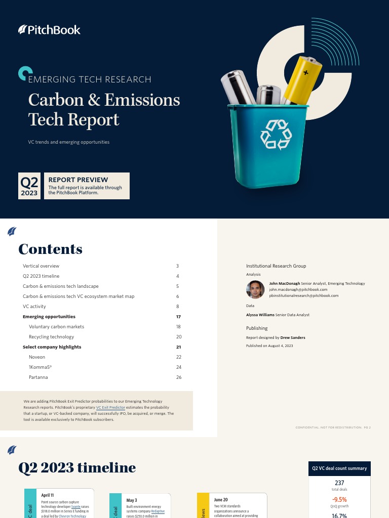 Q2 2023 Carbon Emissions Tech Report Preview | PDF | Climate Change Mitigation | Venture Capital