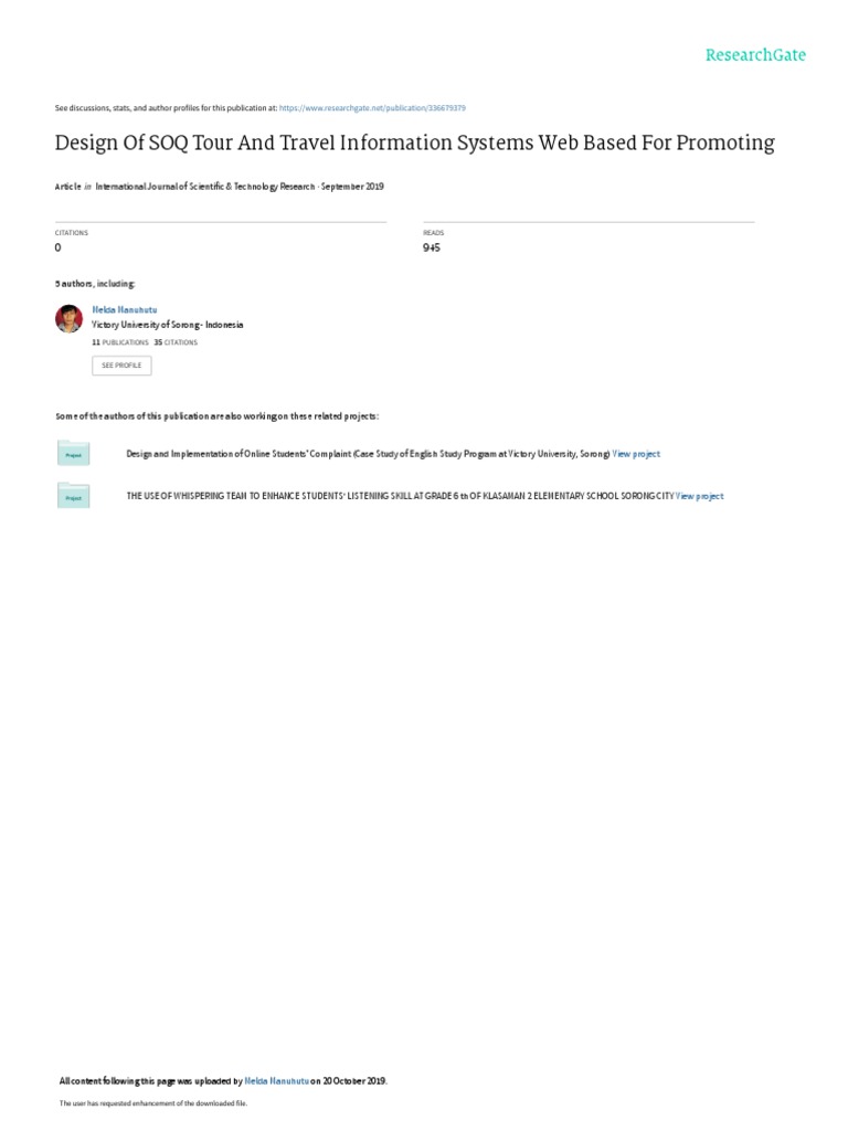 Design of Soq Tour and Travel Information Systems Web Based For ...