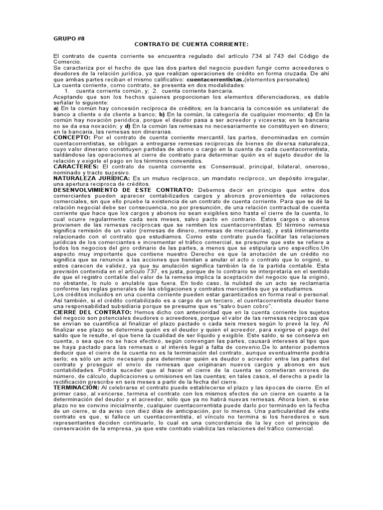 Contrato de Cuenta Corriente | PDF | Bancos | Pagos Contrato de Cuenta Corriente | PDF | Bancos | Pagos