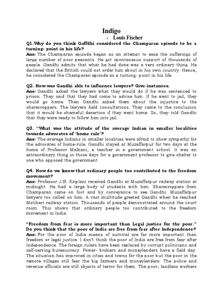 Indigo Notes | PDF | Mahatma Gandhi | Loans