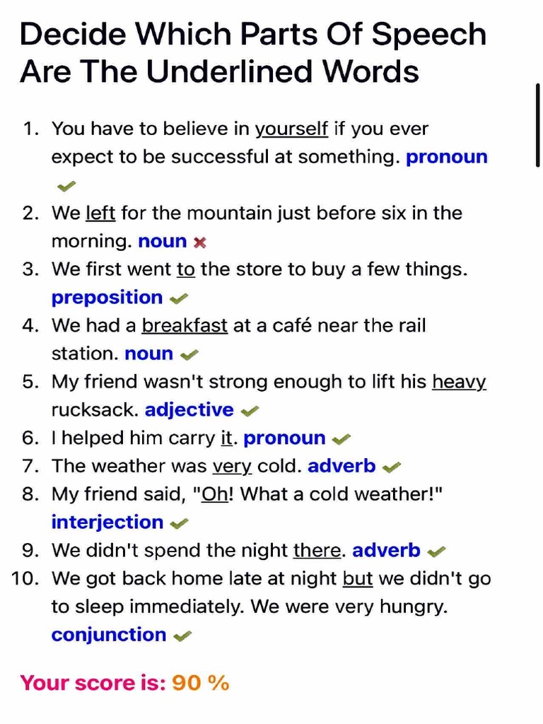 Identify Parts of Speech Worksheet | PDF | Adjective | Part Of Speech