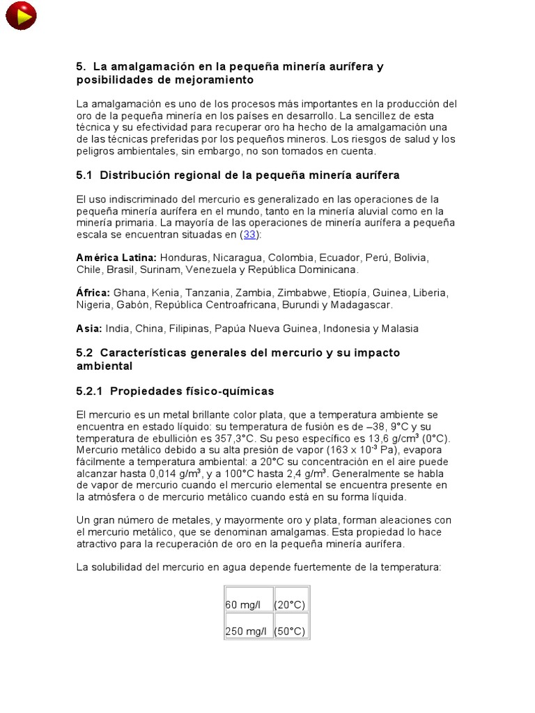 Amalgamación | PDF | Mercurio (Elemento) | Compuestos químicos