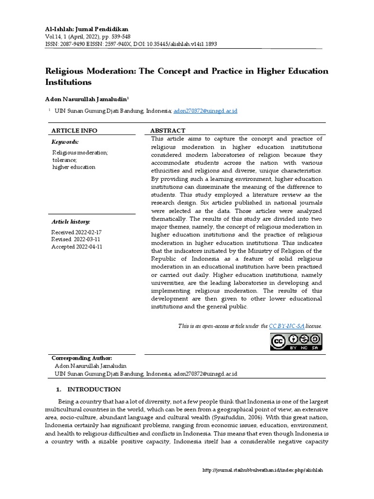 Religious Moderation The Concept and Practice in H | PDF | Toleration ...