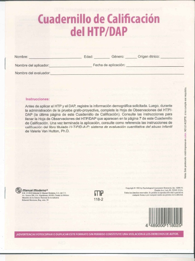 Hoja de Calificacio HTP Dap | PDF