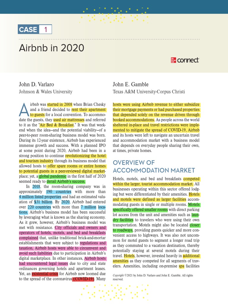 Case 1 - Airbnb in 2020 | PDF | Airbnb | Motel