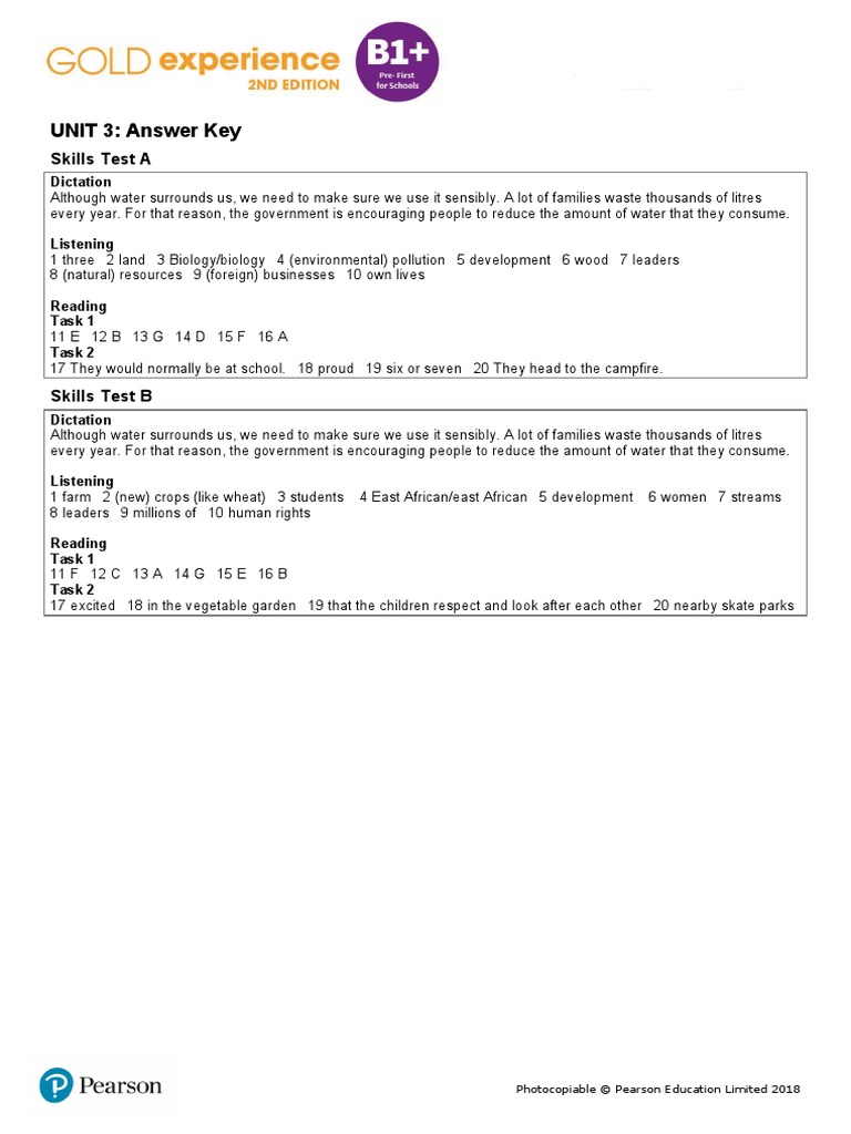 Unit 3 Skills Test Answer Key | PDF | Science & Mathematics